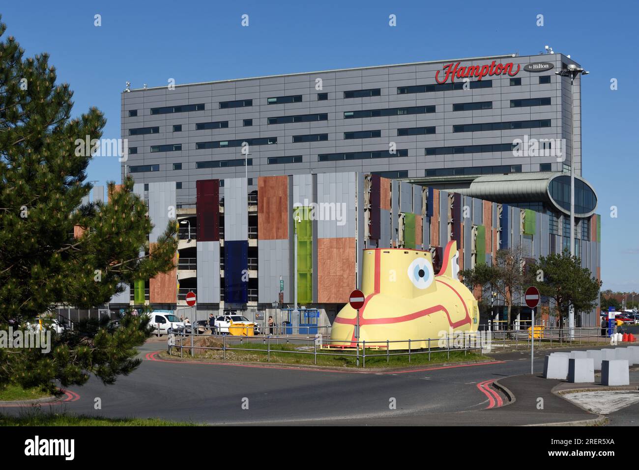 Yellow Submarine in front of Hilton Hampton Hotel Outside Liverpool ...