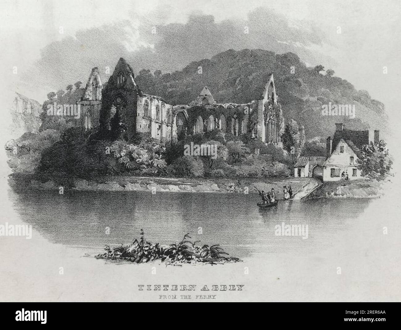 Tintern Abbey, From the Ferry 1850 by George Rowe Stock Photo - Alamy