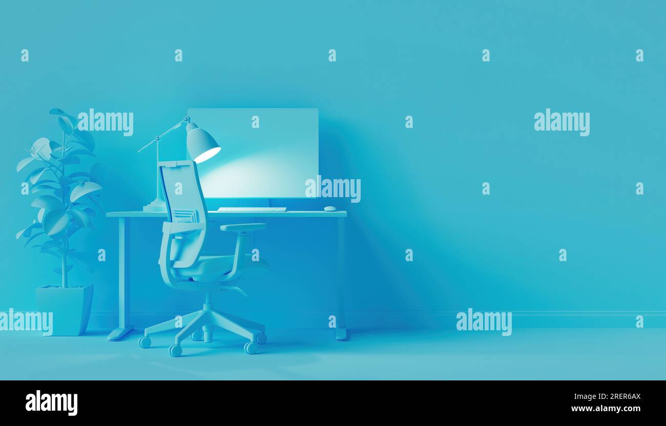 Minimal office table desk. 3d render Stock Photo - Alamy