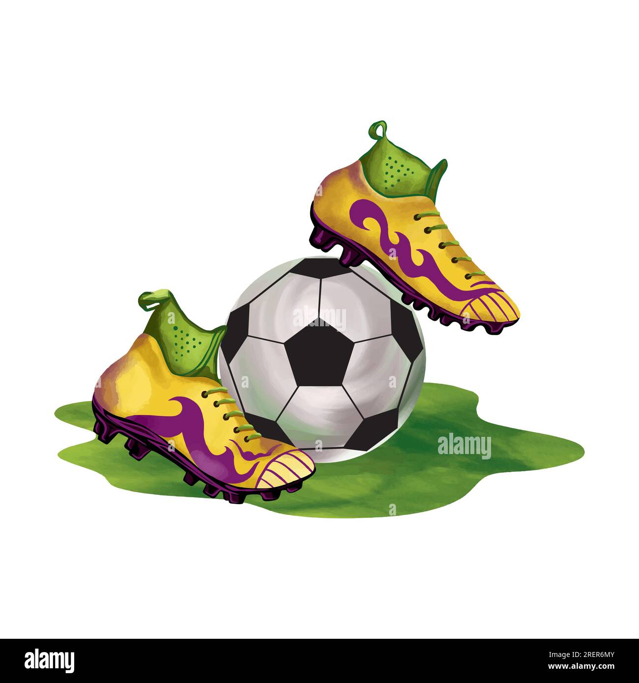Football boot on grass Stock Vector Images - Alamy