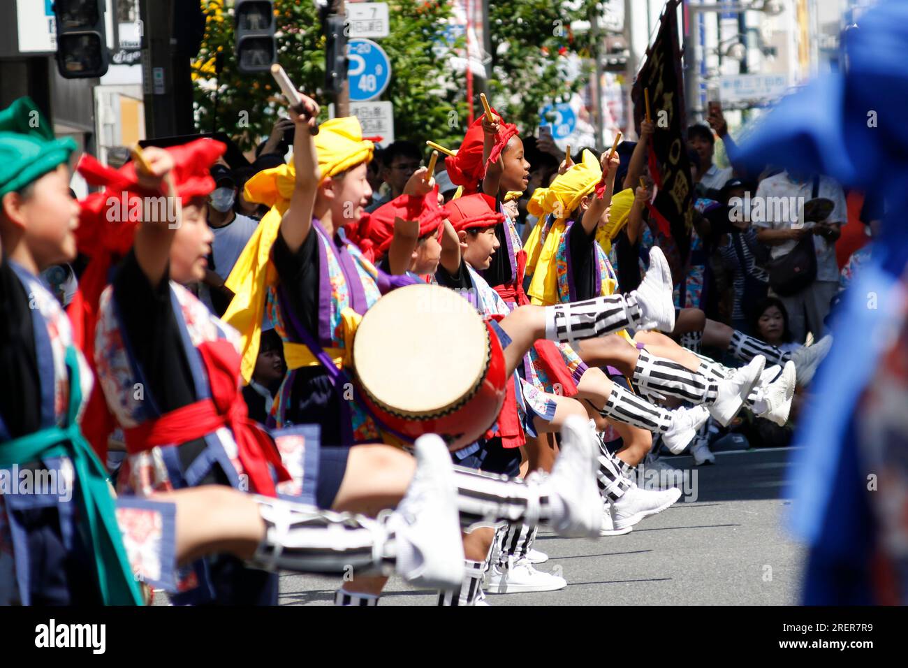 Tokyo, Japan. 29th July, 2023. Eisa dancers perform during the Shinjuku ...