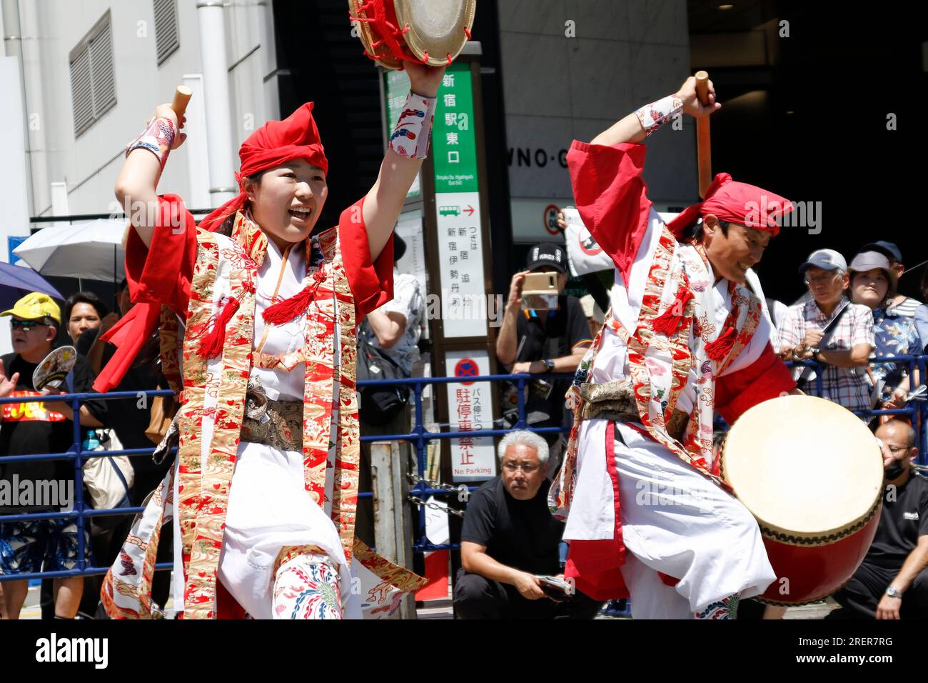 Tokyo, Japan. 29th July, 2023. Eisa dancers perform during the Shinjuku ...