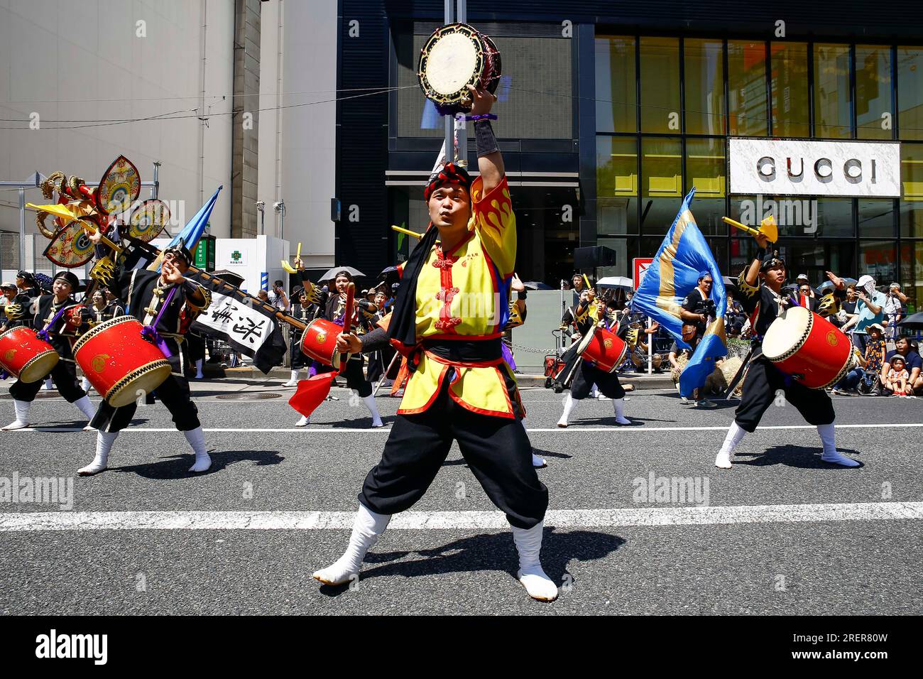 Tokyo, Japan. 29th July, 2023. Eisa dancers perform during the Shinjuku ...
