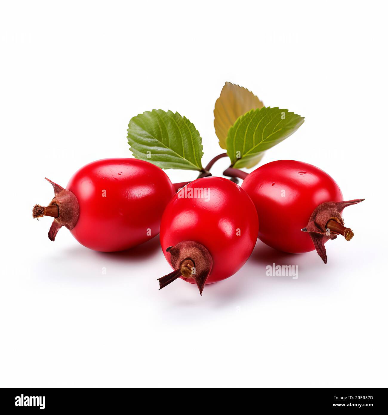Rosehip with leaves isolated on white background Stock Photo - Alamy