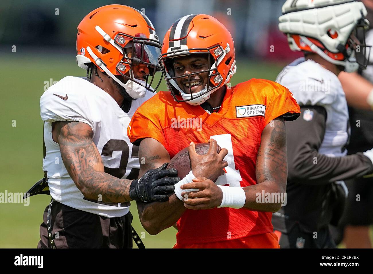 Cleveland Browns quarterback Deshaun Watson runs drills at the NFL ...