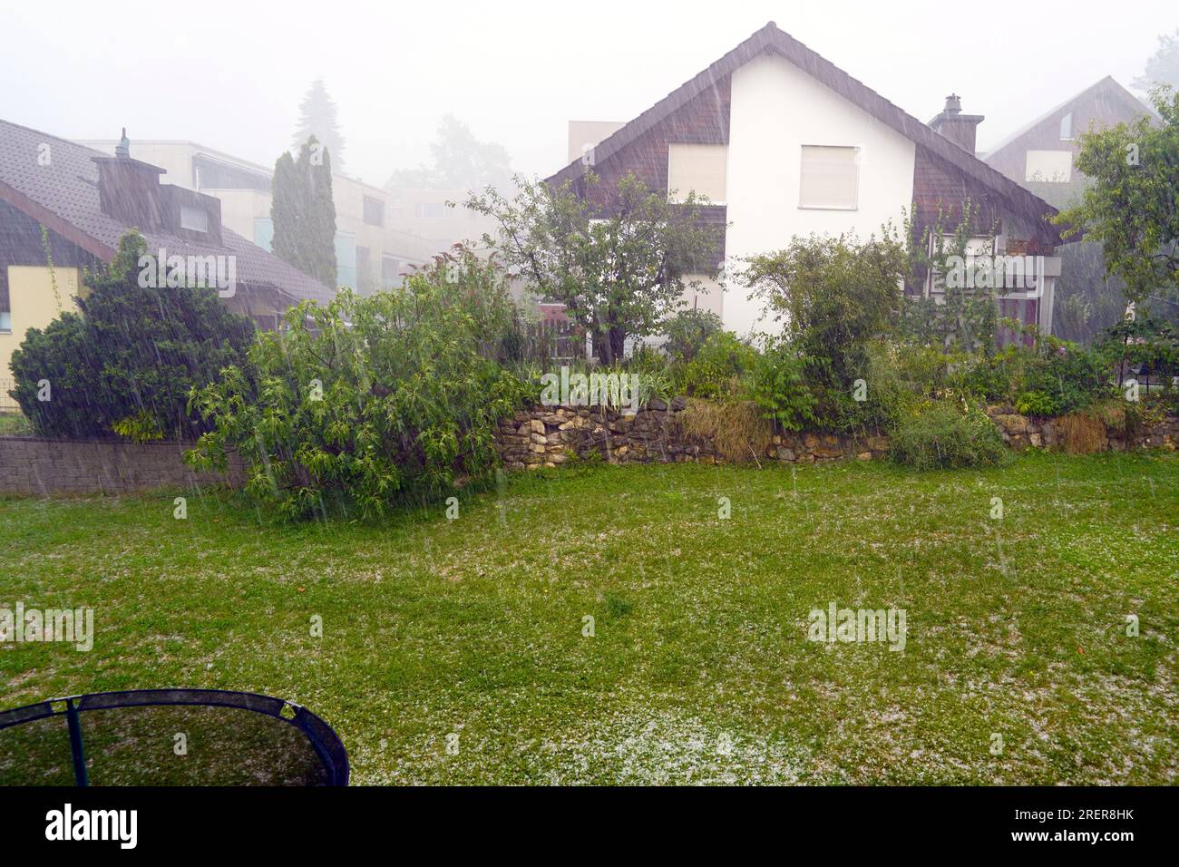 Heavy summer storm with hail falling down Stock Photo - Alamy