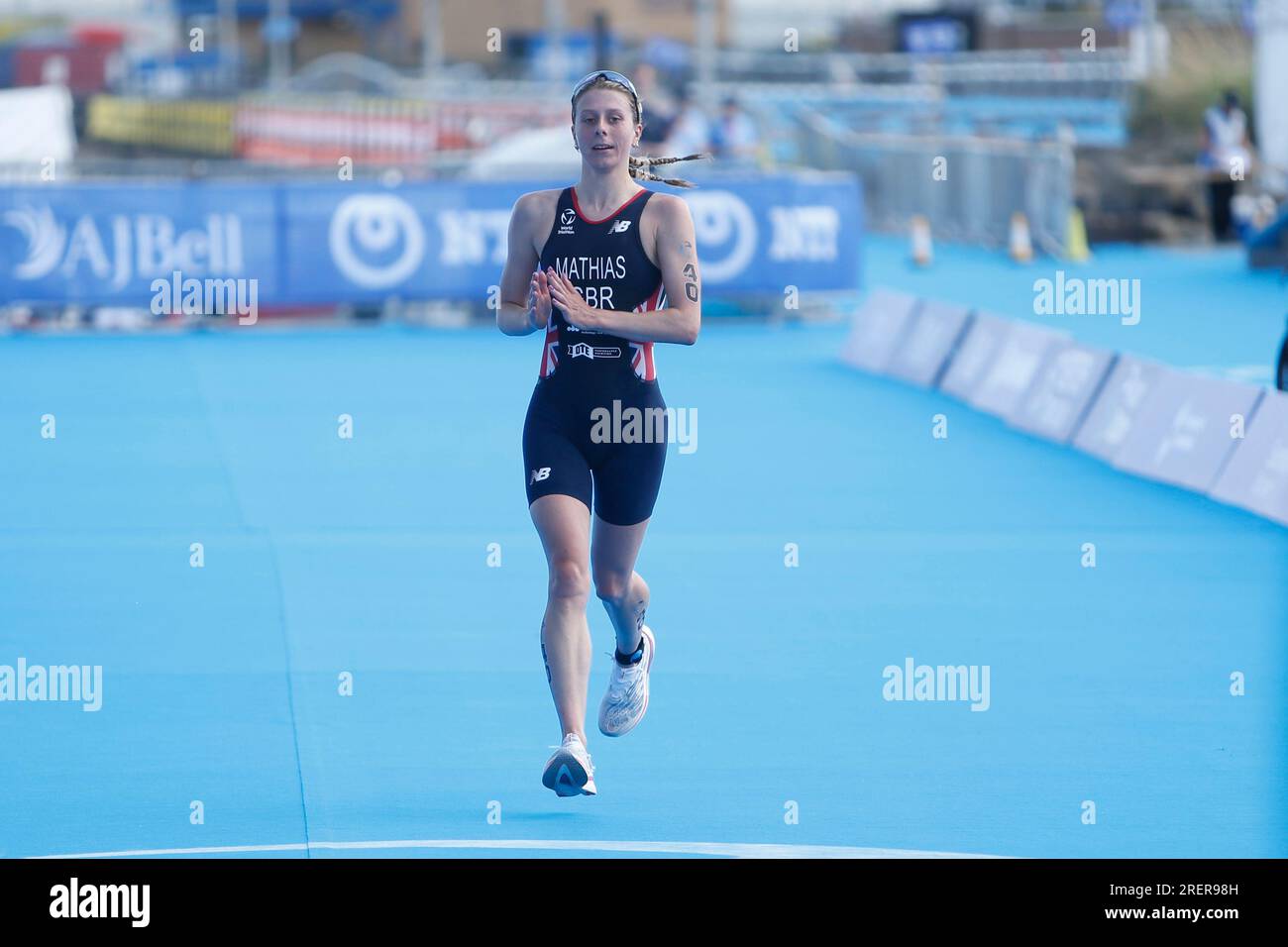 Great Britain's Olivia Mathias crosses the line to finish the Elite ...