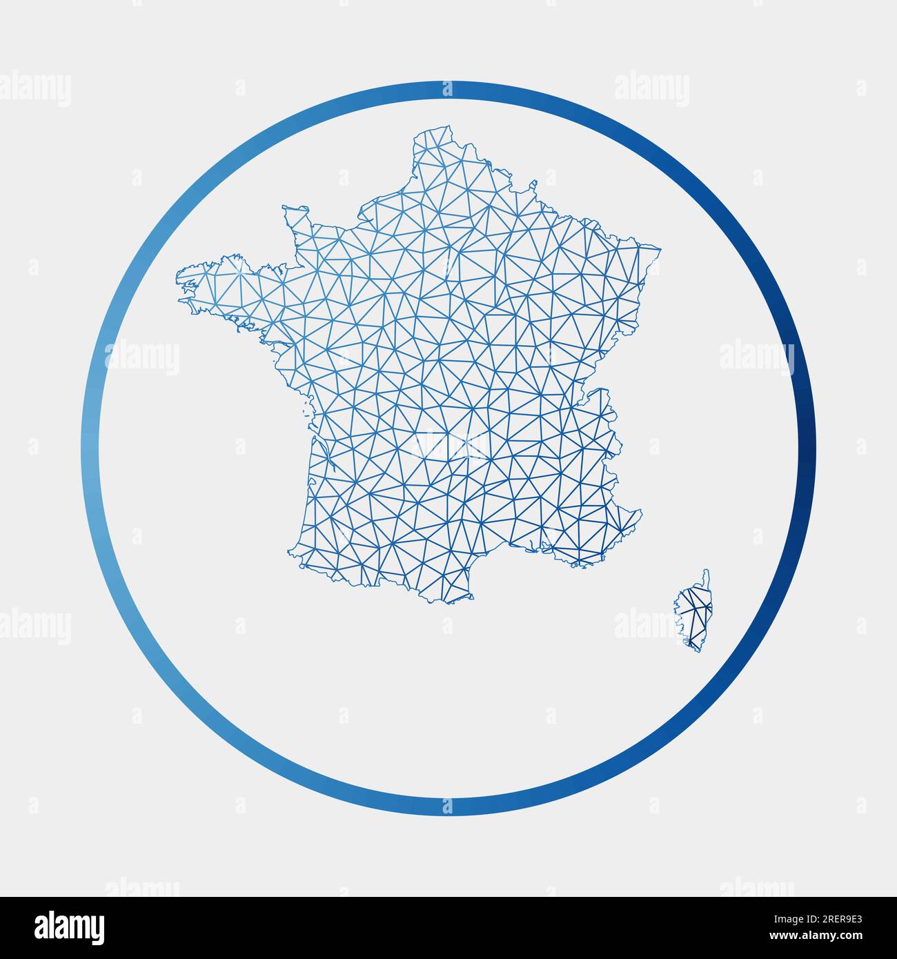 France icon. Network map of the country. Round France sign with ...