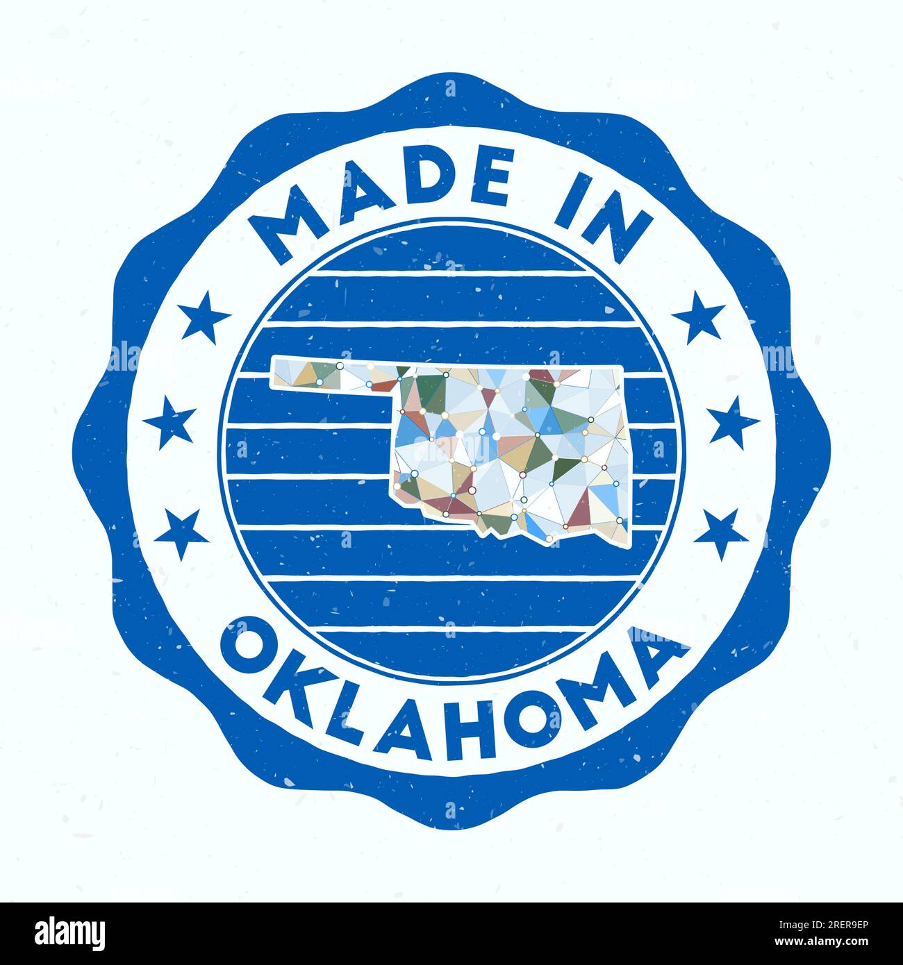 Made In Oklahoma. US state round stamp. Seal of Oklahoma with border ...