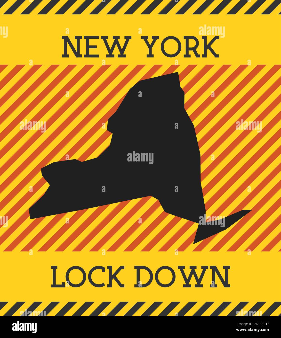 New York Lock Down Sign. Yellow US state pandemic danger icon. Vector ...