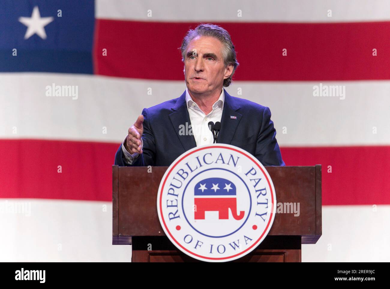 Des Moines, Iowa, USA. 28th July, 2023. North Dakota Governor DOUG ...