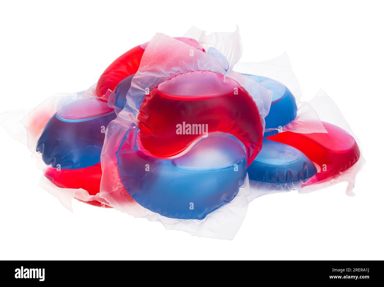 Washing capsules isolated on white background Stock Photo - Alamy