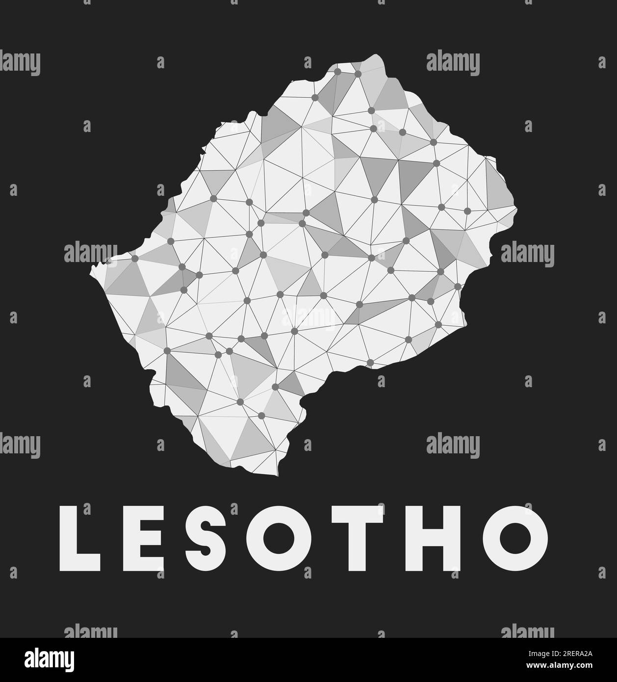 Lesotho - communication network map of country. Lesotho trendy ...