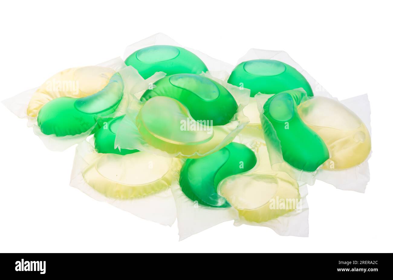 Washing capsules isolated on white background Stock Photo - Alamy