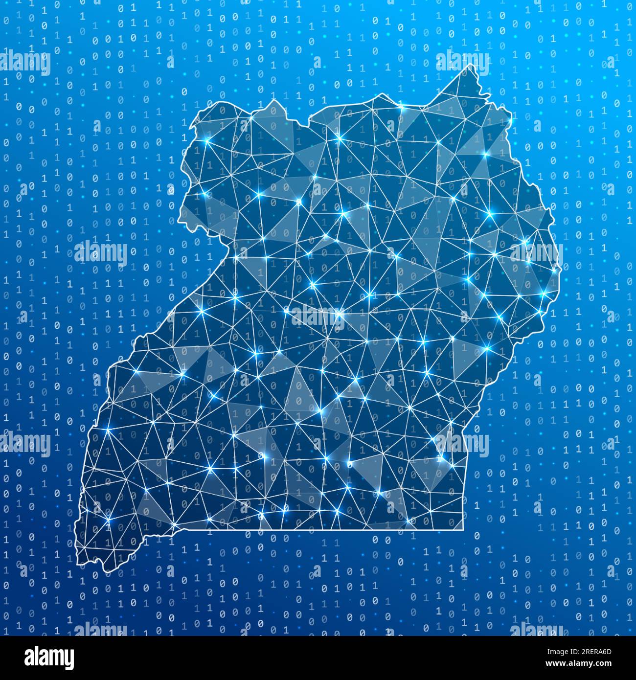Network map of Uganda. Country digital connections map. Technology, internet, network ...