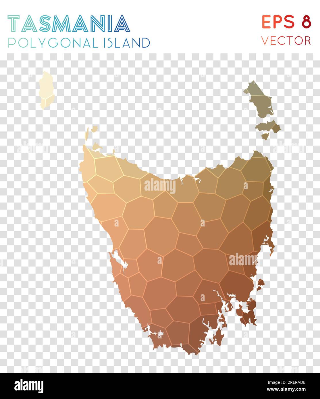 Tasmania polygonal map, mosaic style island. Pleasant low poly style ...