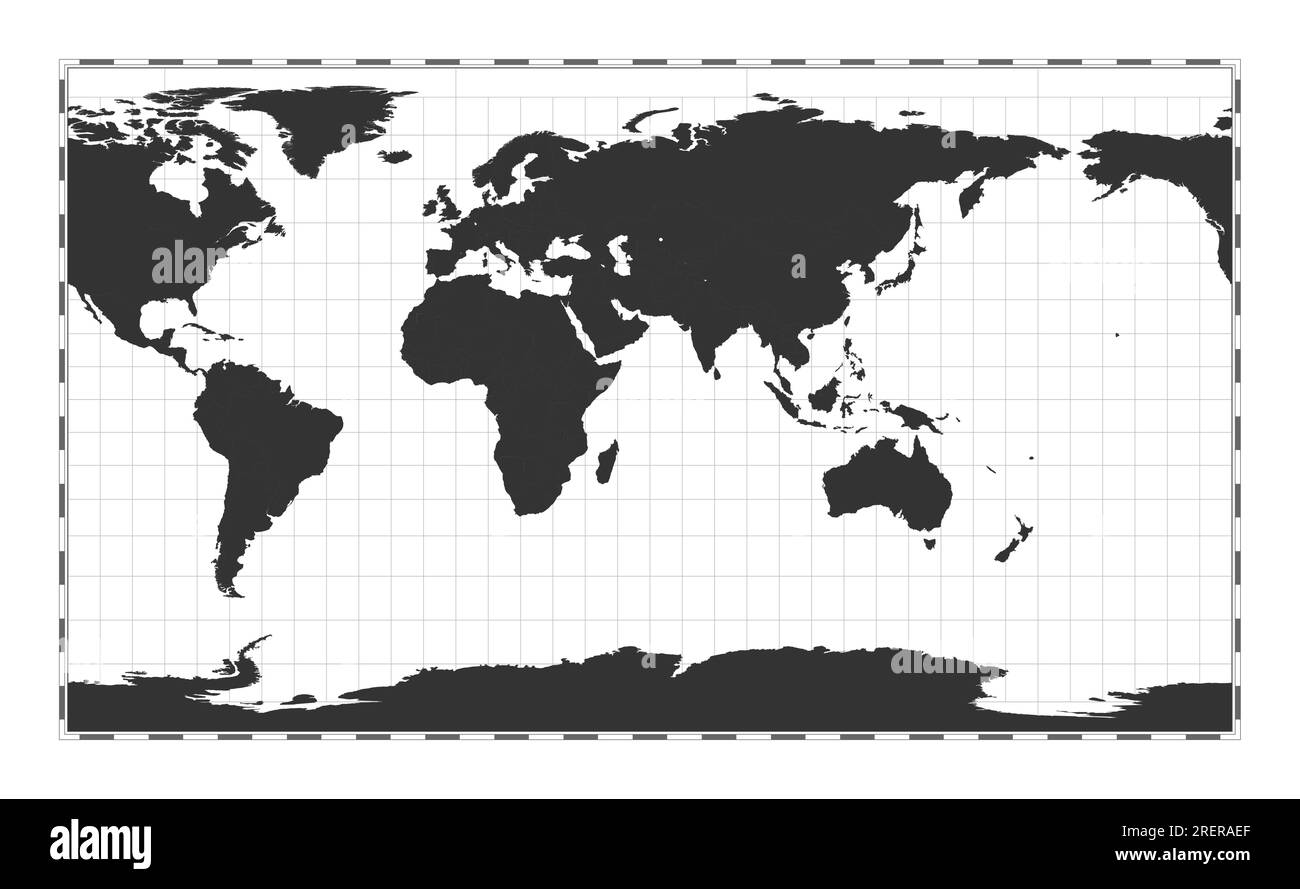 Vector world map. Patterson cylindrical projection. Plain world ...