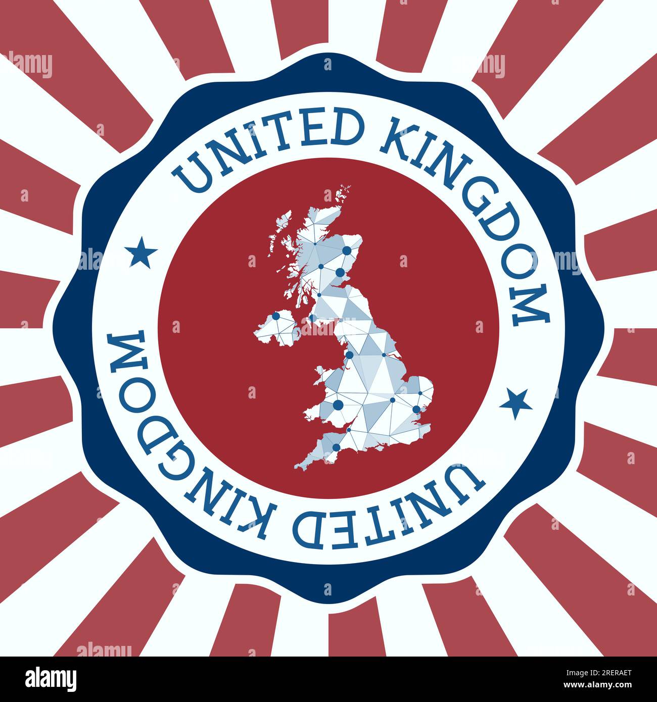United Kingdom Badge. Round logo of country with triangular mesh map ...