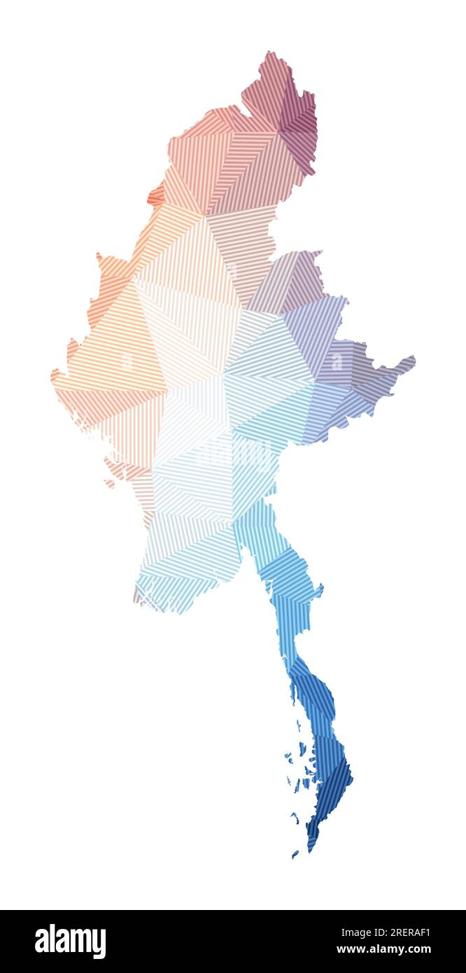 Map of Myanmar. Low poly illustration of the country. Geometric design ...