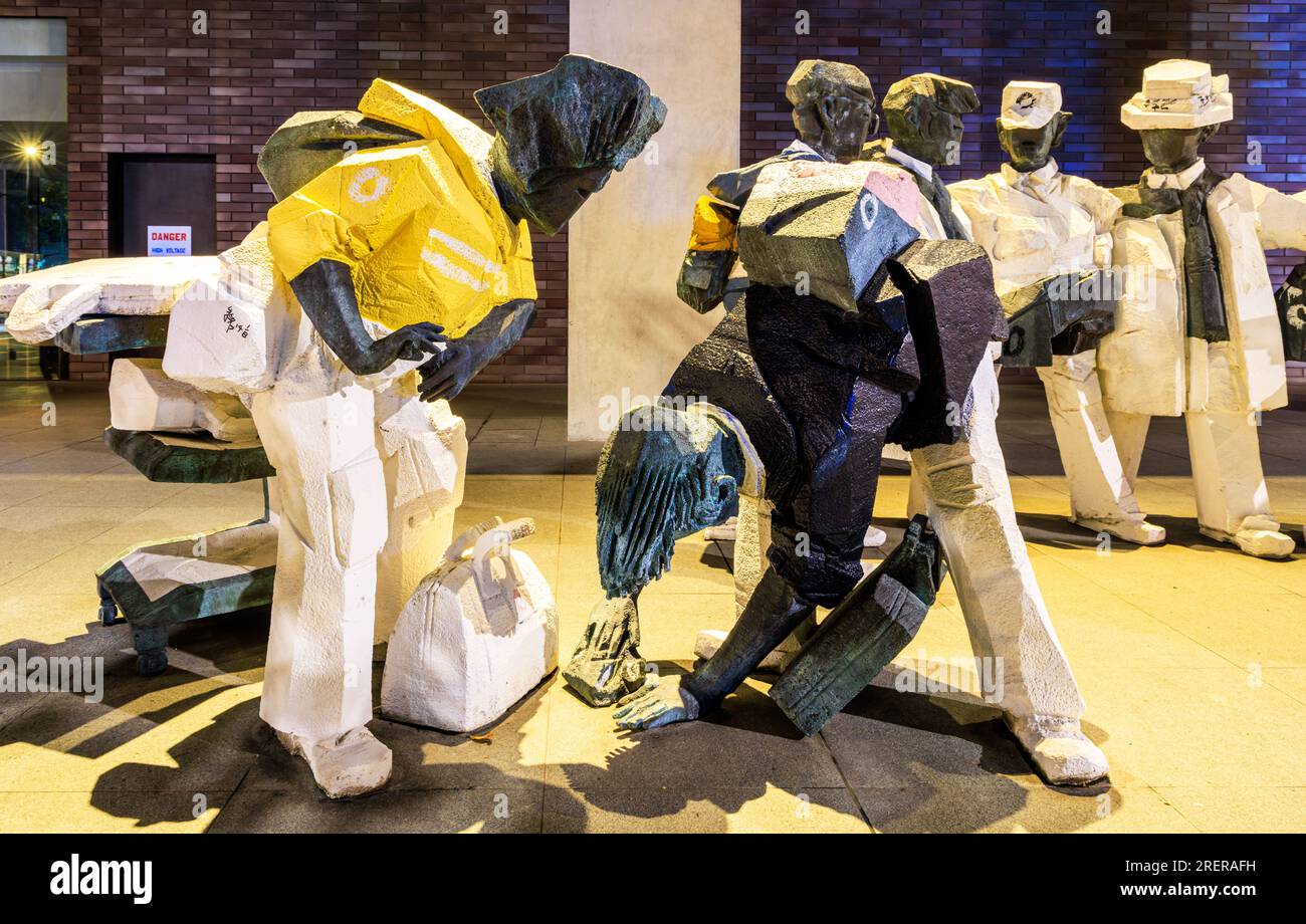 Art sculptures by Taiwanese artist Ju Ming on the corner of Cross ...