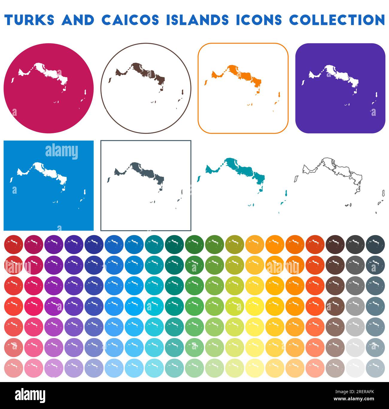 Turks and Caicos Islands icons collection. Bright colorful trendy map ...