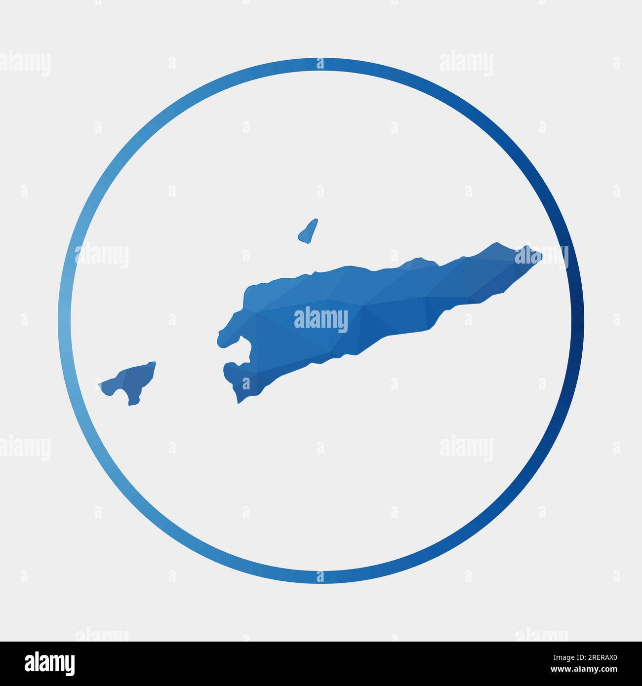 Timor-Leste icon. Polygonal map of the country in gradient ring. Round low poly Timor-Leste sign ...