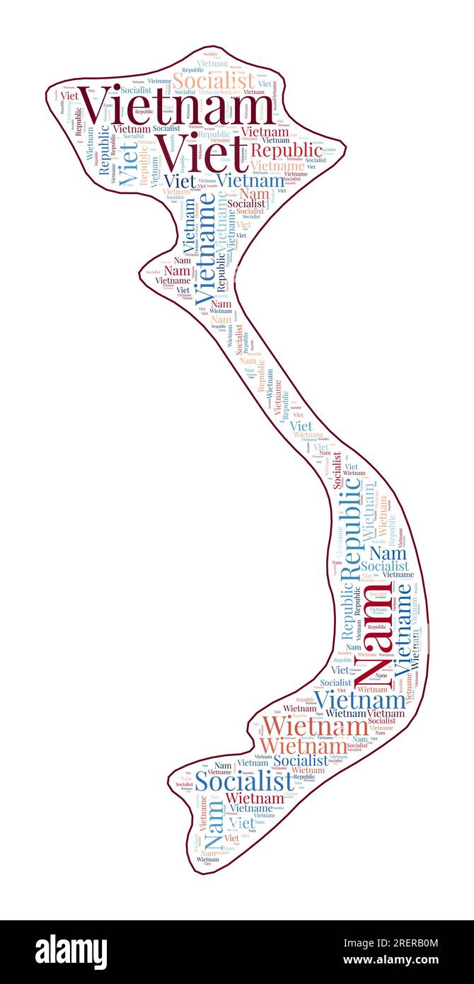 Vietnam shape filled with country name in many languages. Vietnam map ...