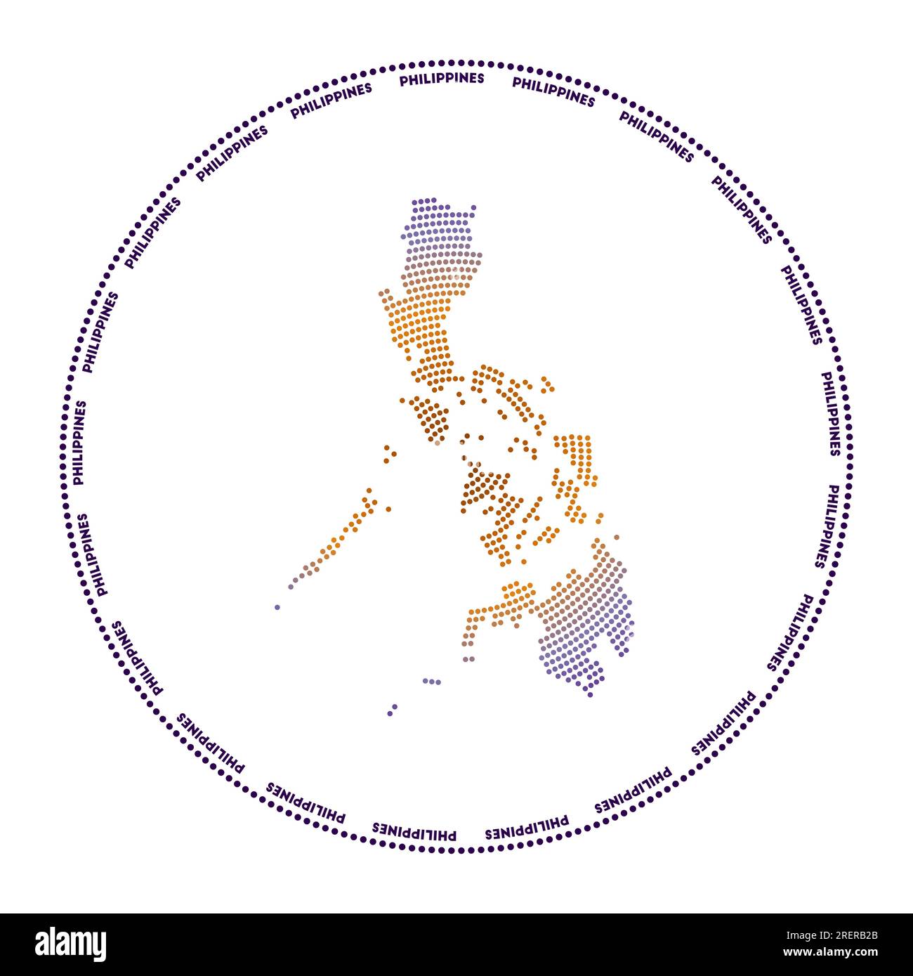 Philippines round logo. Digital style shape of Philippines in dotted ...