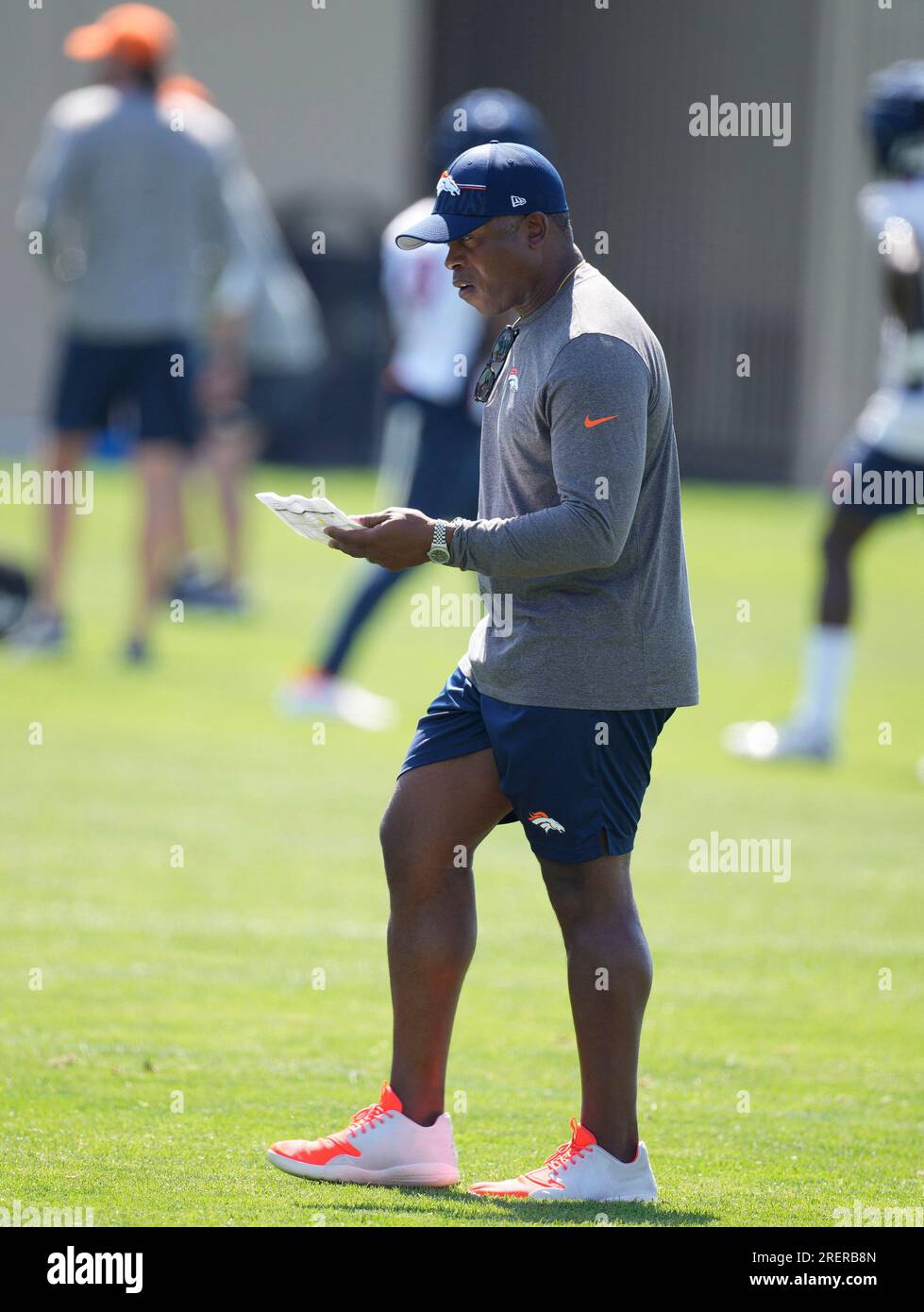 Denver Broncos defensive coordinator Vance Joseph looks on during an ...
