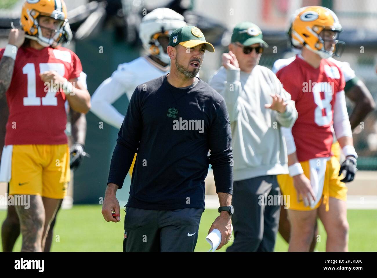 Green Bay Packers head coach Matt LaFleur watches during NFL football ...