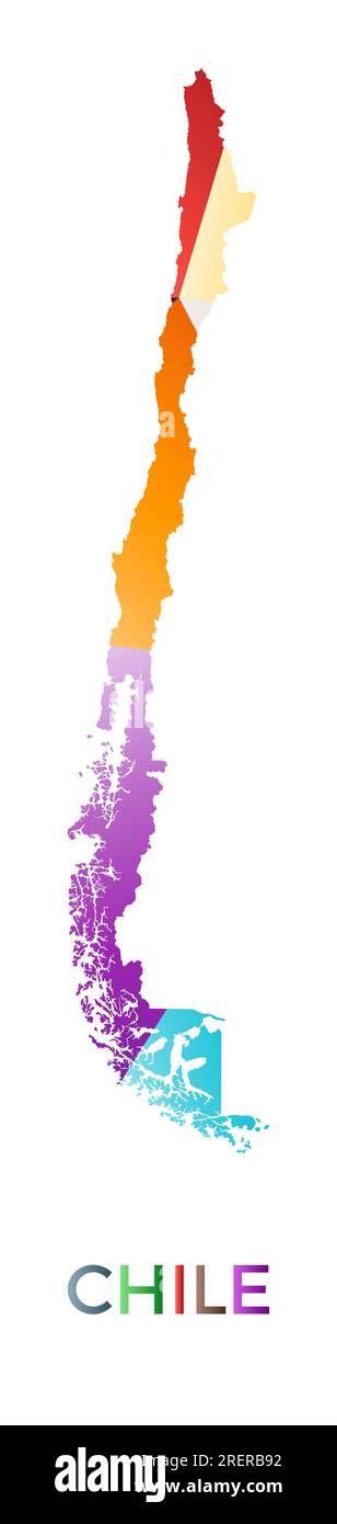 Bright colored Chile shape. Multicolor geometric style country logo ...
