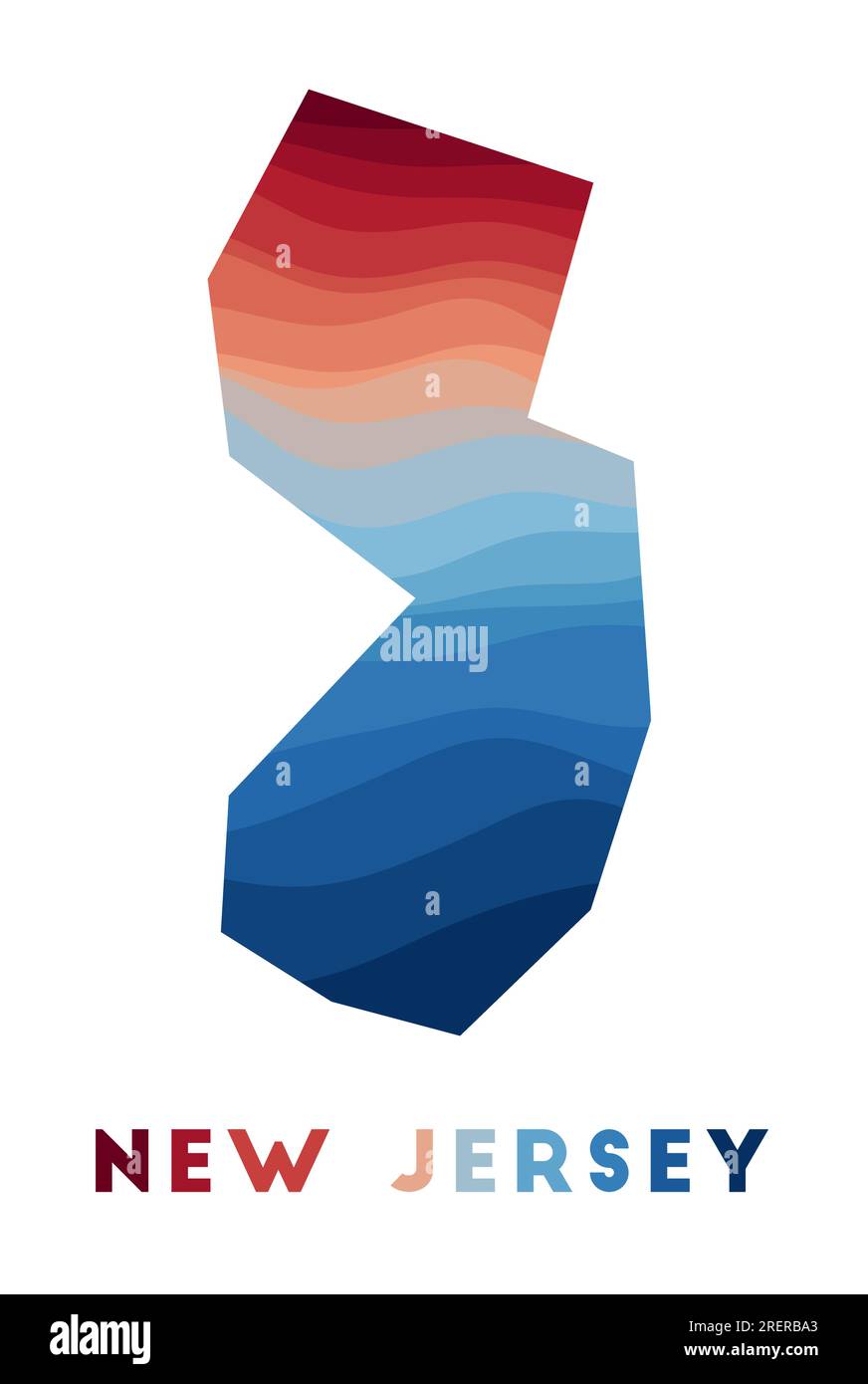 New Jersey map. Map of the US state with beautiful geometric waves in ...