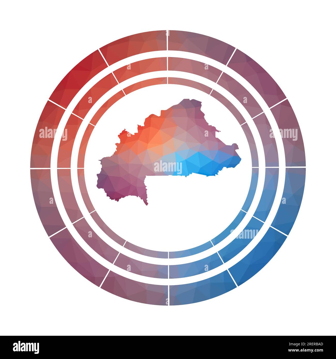 Burkina Faso badge. Bright gradient logo of country in low poly style ...
