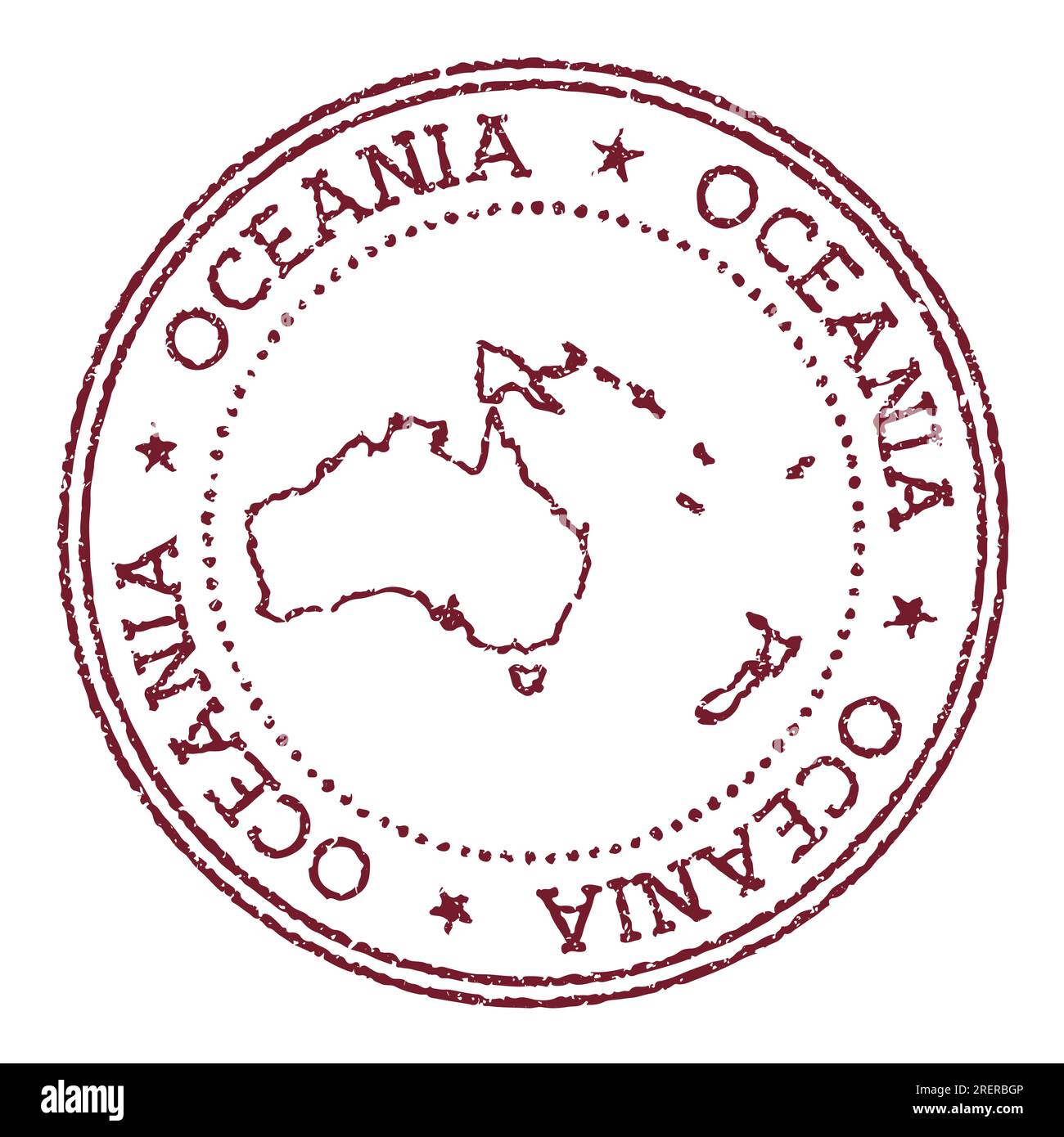 Oceania round rubber stamp with continent map. Vintage red passport ...