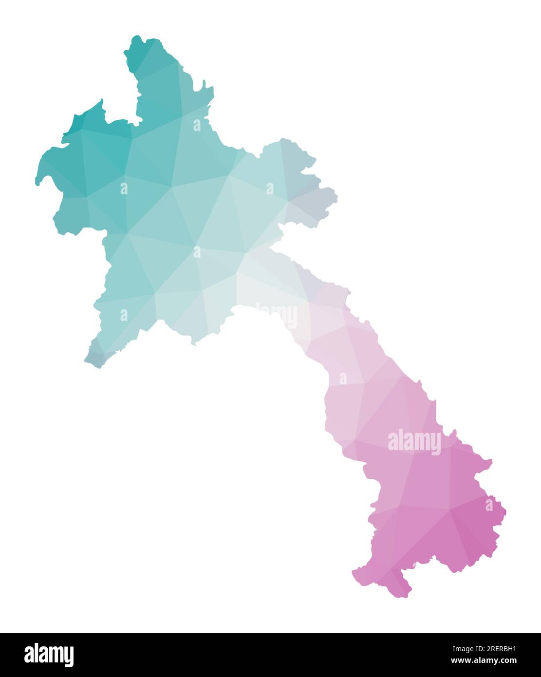 Polygonal map of Laos. Geometric illustration of the country in emerald ...