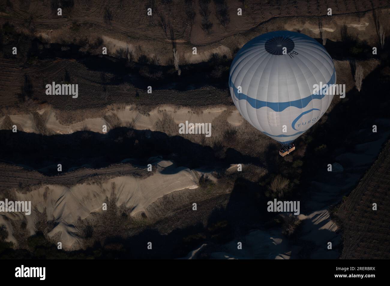 Viewed from another balloon, hot air balloons peacefully carry ...