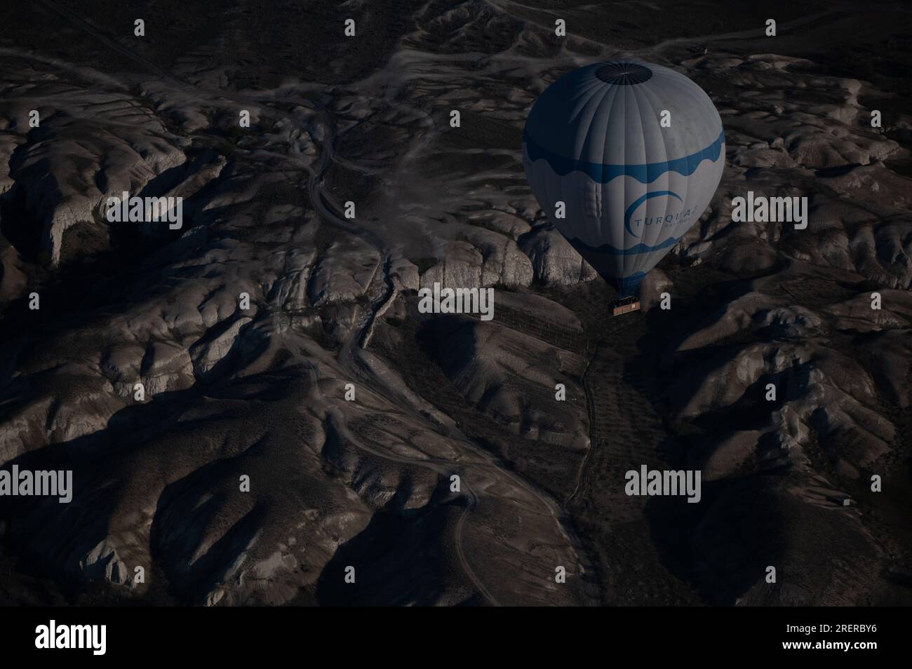 Viewed from another balloon, hot air balloons peacefully carry ...