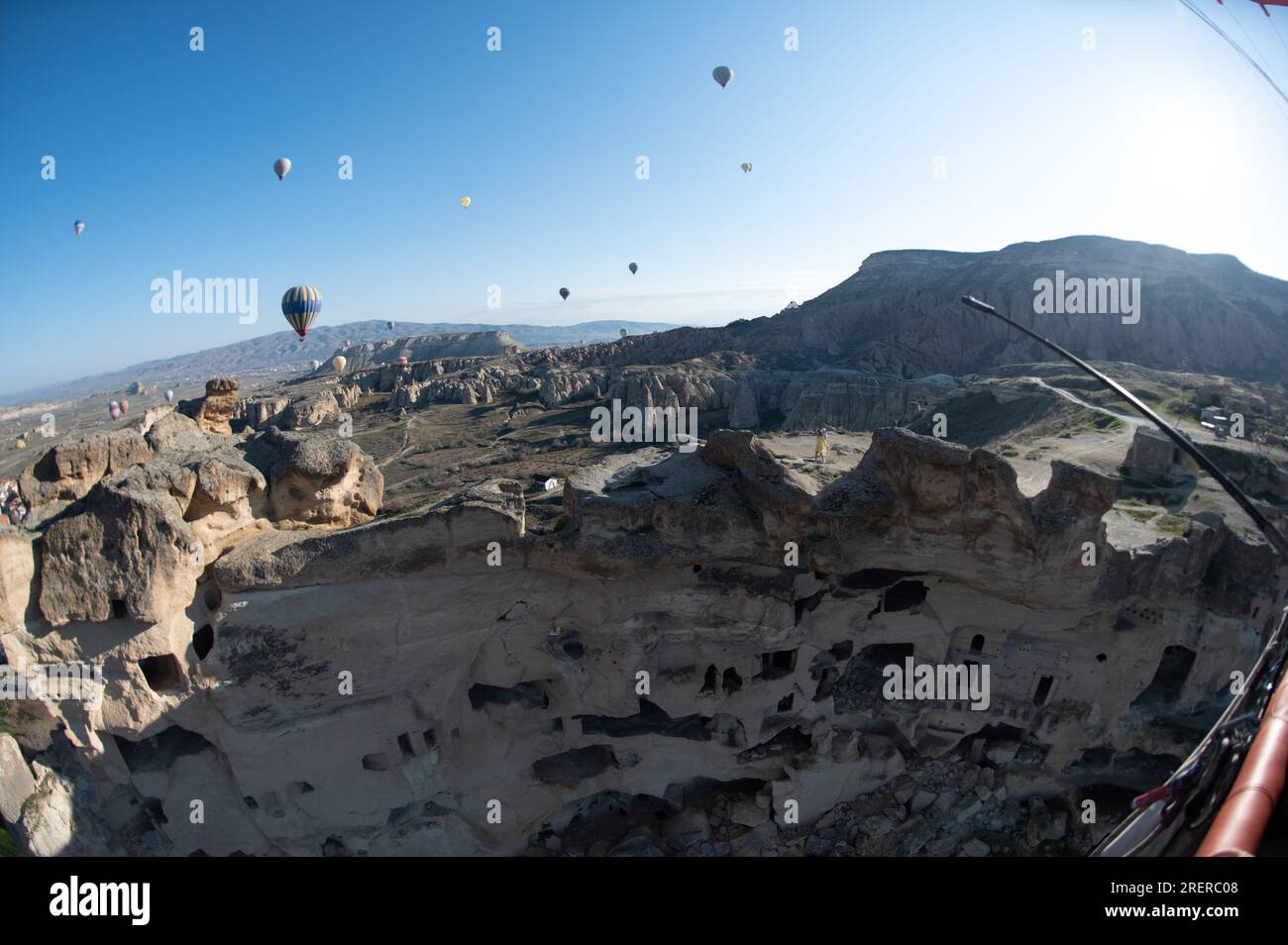Viewed from another balloon, hot air balloons peacefully carry ...