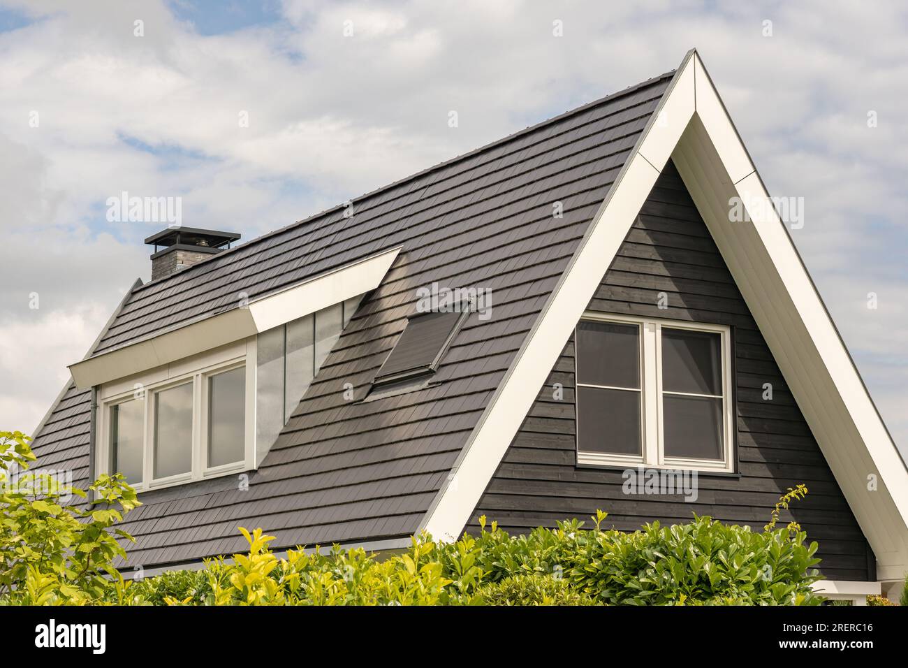 modern detached house with pointed gable Stock Photo - Alamy
