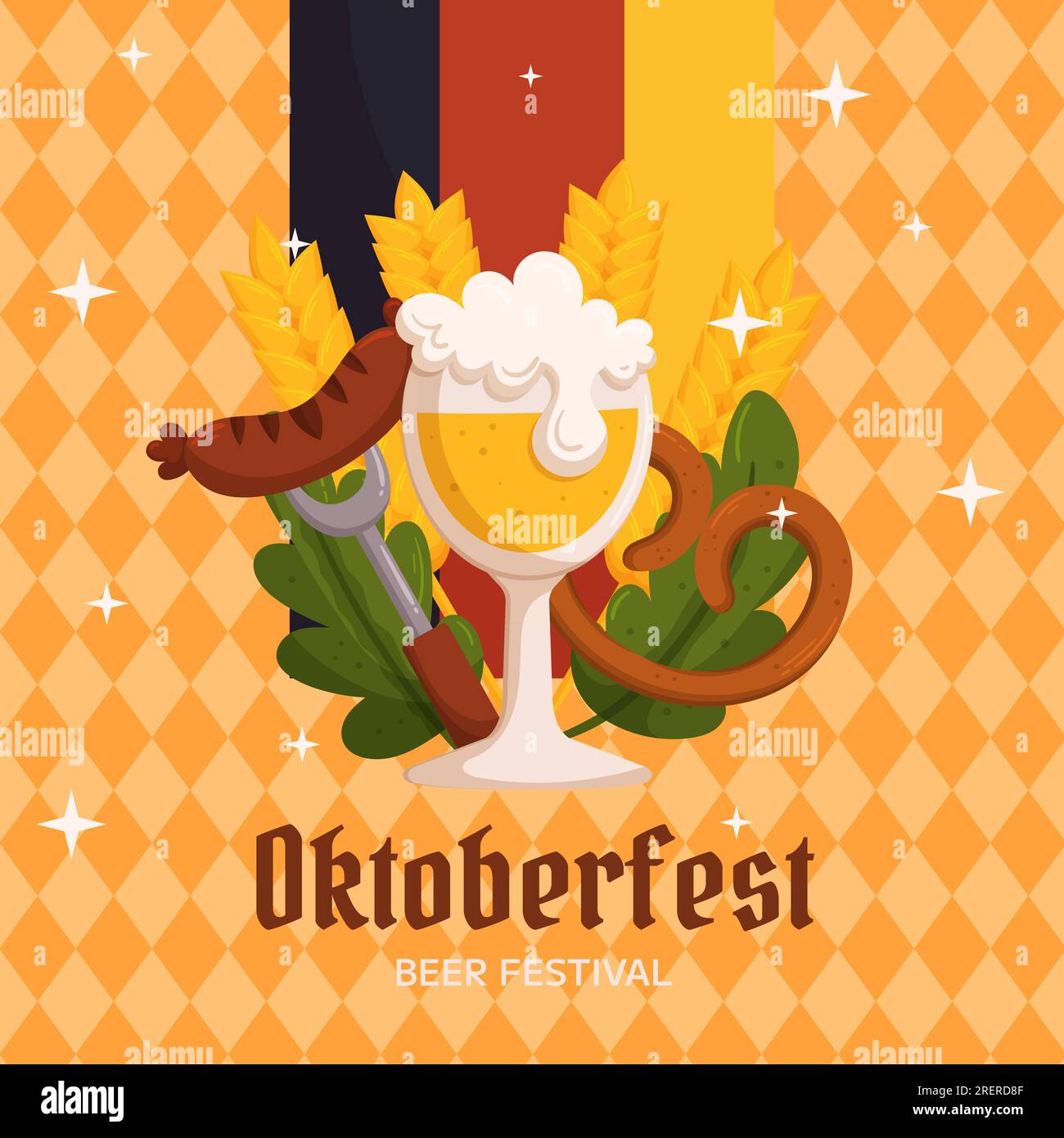 Oktoberfest German beer festival square social media post template ...