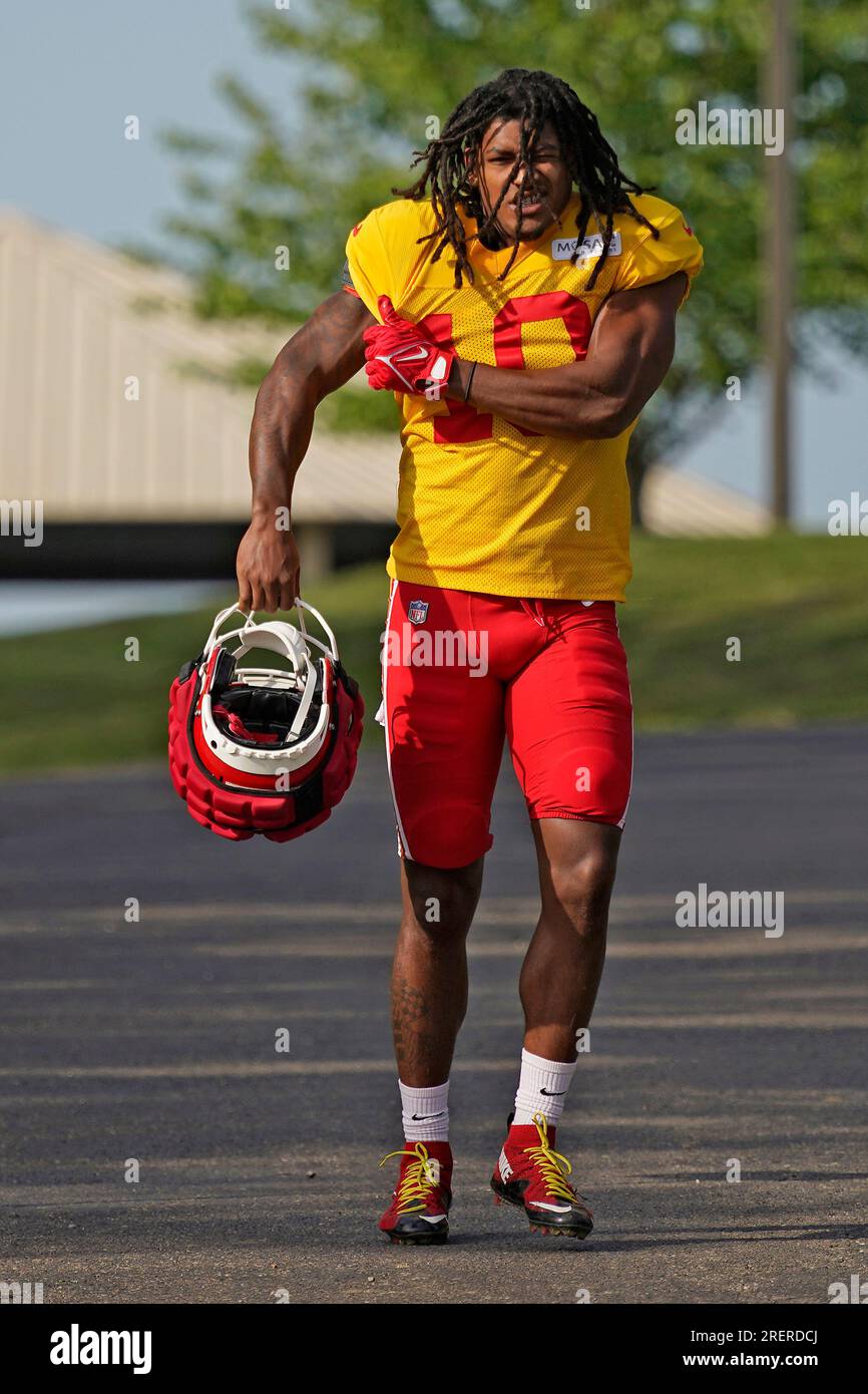 Kansas City Chiefs running back Isiah Pacheco arrives at NFL football ...