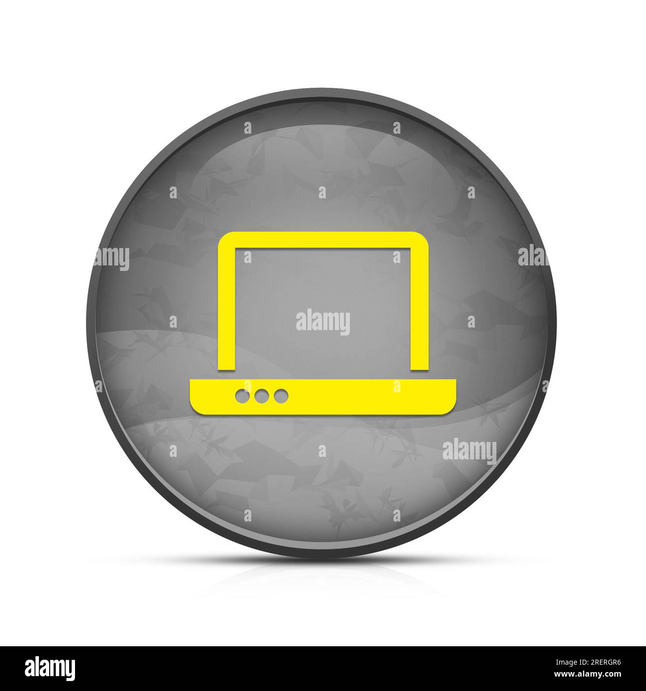 Laptop icon on classy splash black round button Stock Photo - Alamy