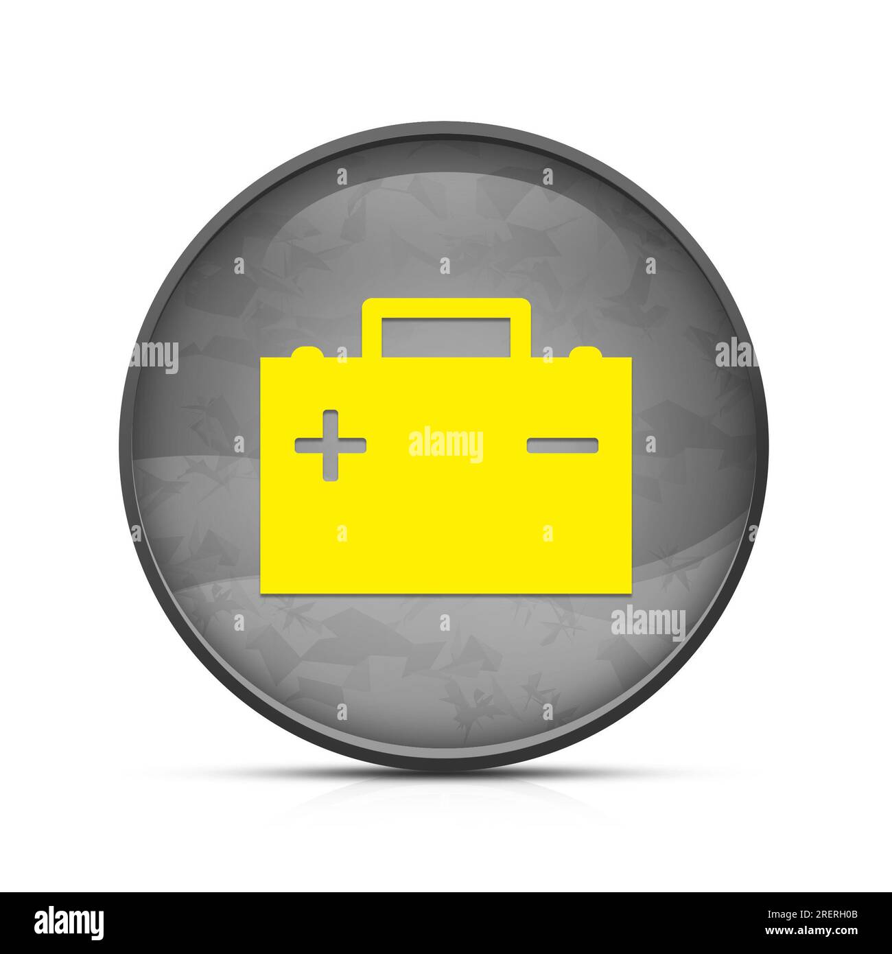 Car battery icon on classy splash black round button Stock Photo - Alamy