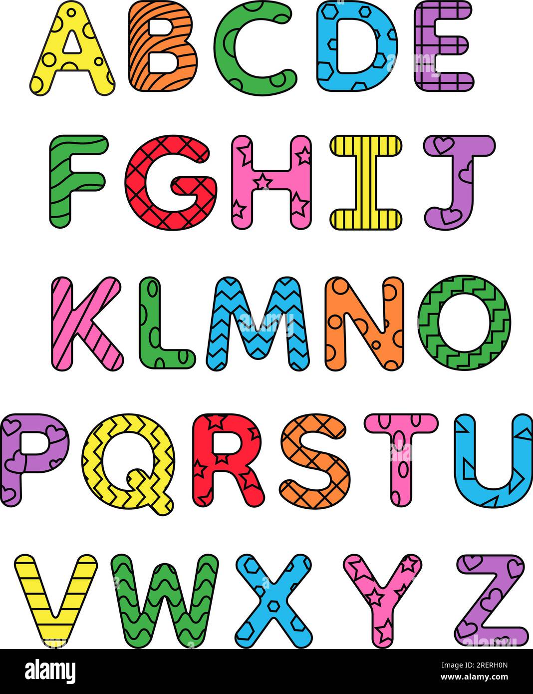 Kids style colorful alphabet design, playful childish abc big letters ...