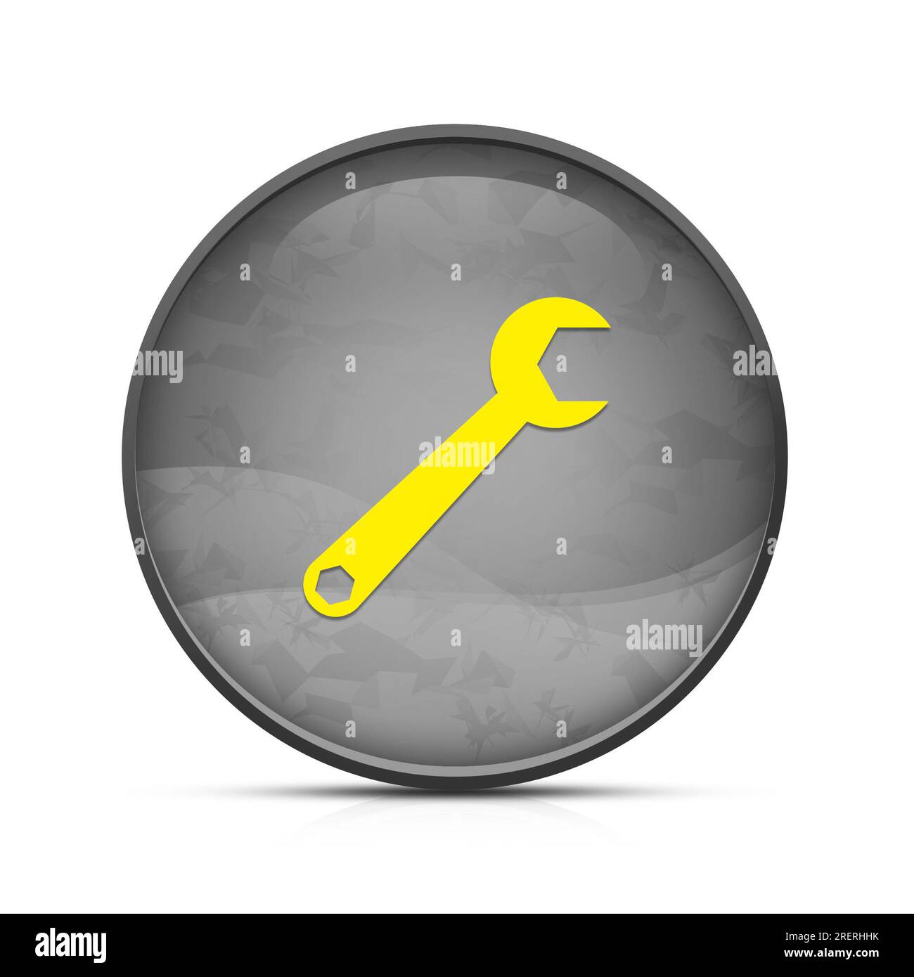 Spanner icon on classy splash black round button Stock Photo - Alamy