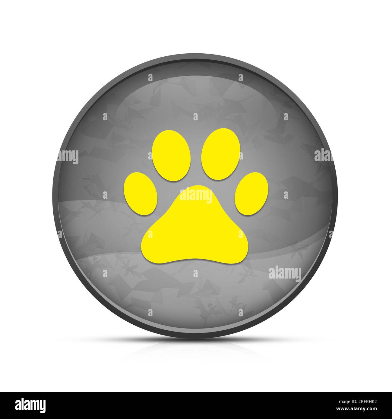 Dog or cat paw print icon on classy splash black round button Stock ...