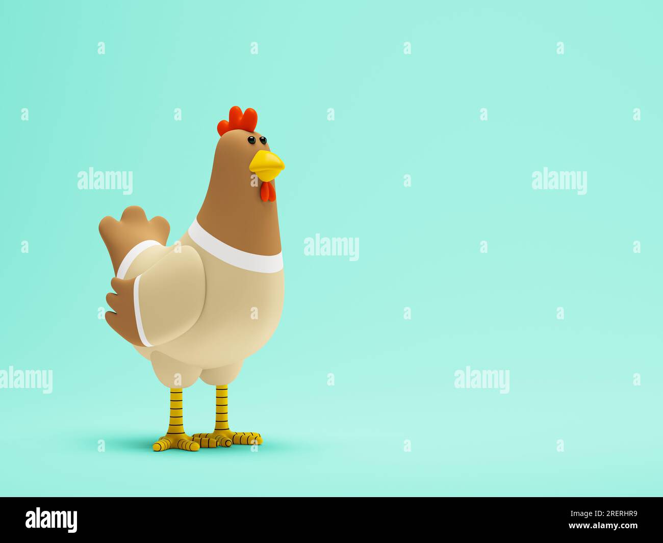 Cartoon chicken standing on a blue background 3 D illustration Stock ...