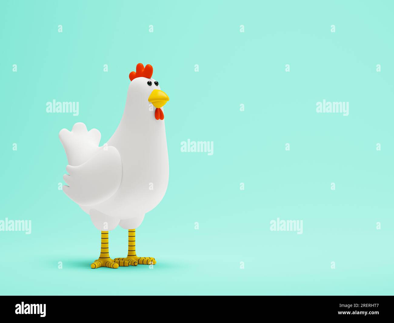 Cartoon chicken standing on a blue background 3 D illustration Stock ...