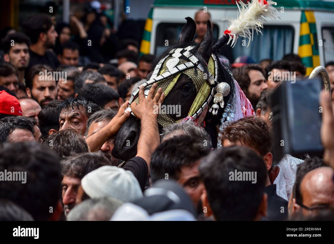 Srinagar, India. 29th July, 2023. Kashmiri Shiite Muslims perform ...