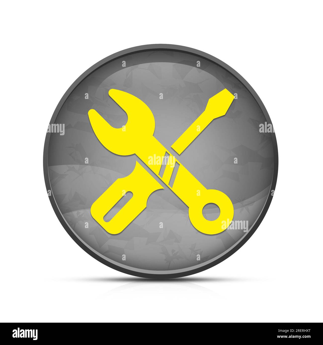 Repair icon on classy splash black round button Stock Photo - Alamy